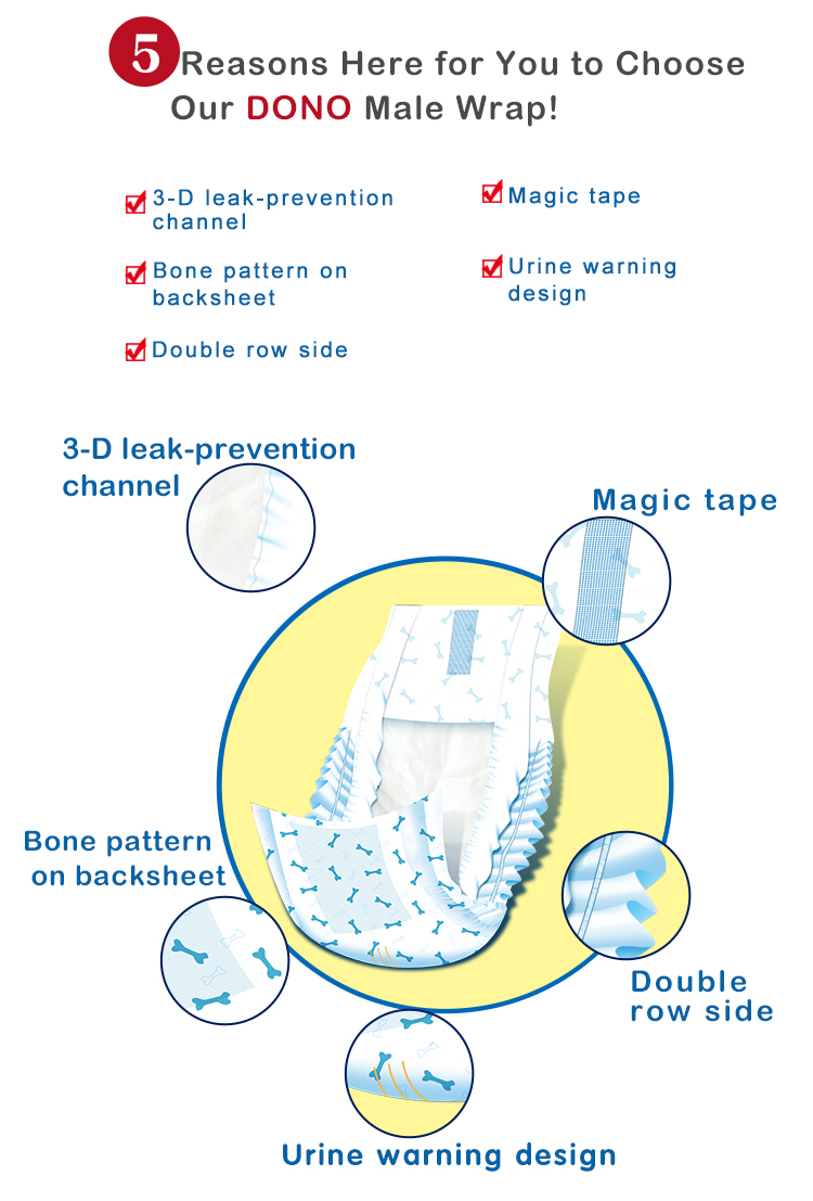 DONO DISPOSABLE PET DIAPER WITH URINE TRACK MALE L 8PCS - Online Pet ...